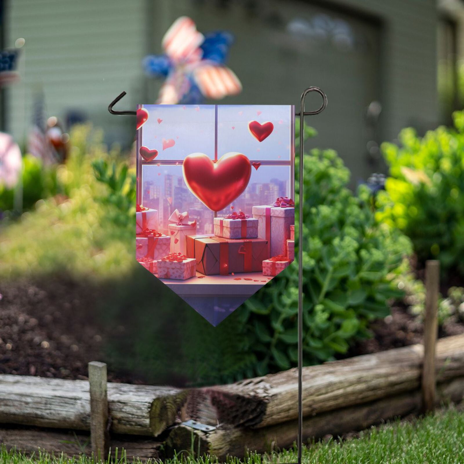 Hearts Gifts Valentine's Day Garden Flag 18" x 12.5" Double Sided Yard ...