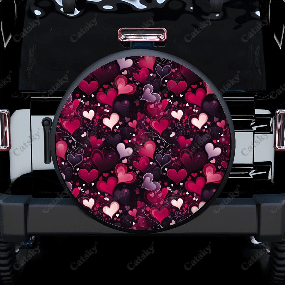 Hearts Hand Drawing Cute Pattern Polyester Universal Spare Wheel Tire ...