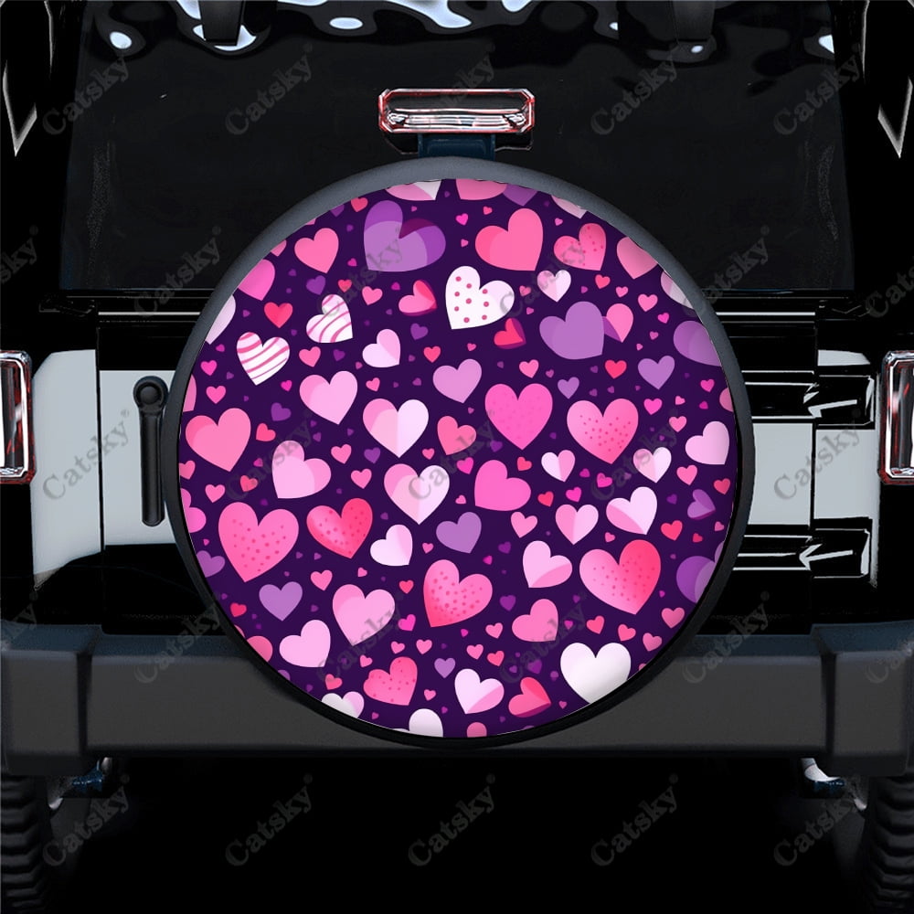 Hearts Hand Drawing Cute Pattern Polyester Universal Spare Wheel Tire ...