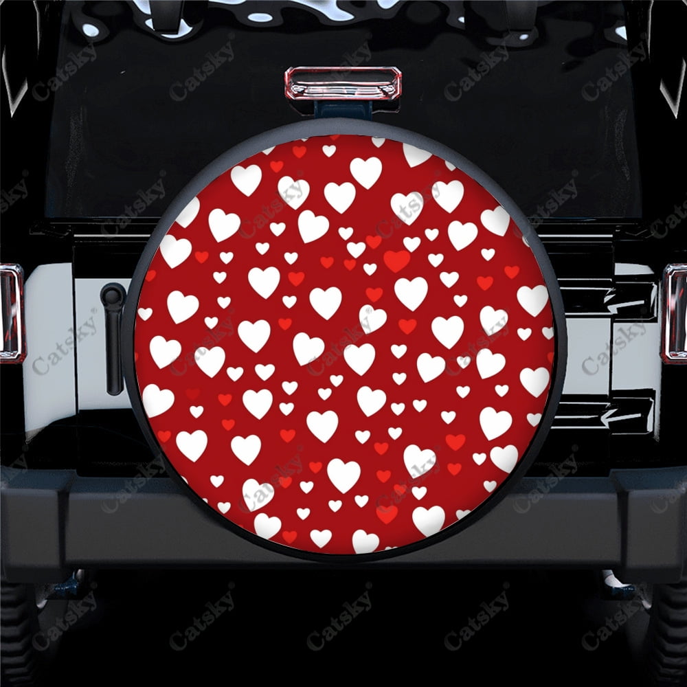 Hearts Hand Drawing Cute Pattern Polyester Universal Spare Wheel Tire ...