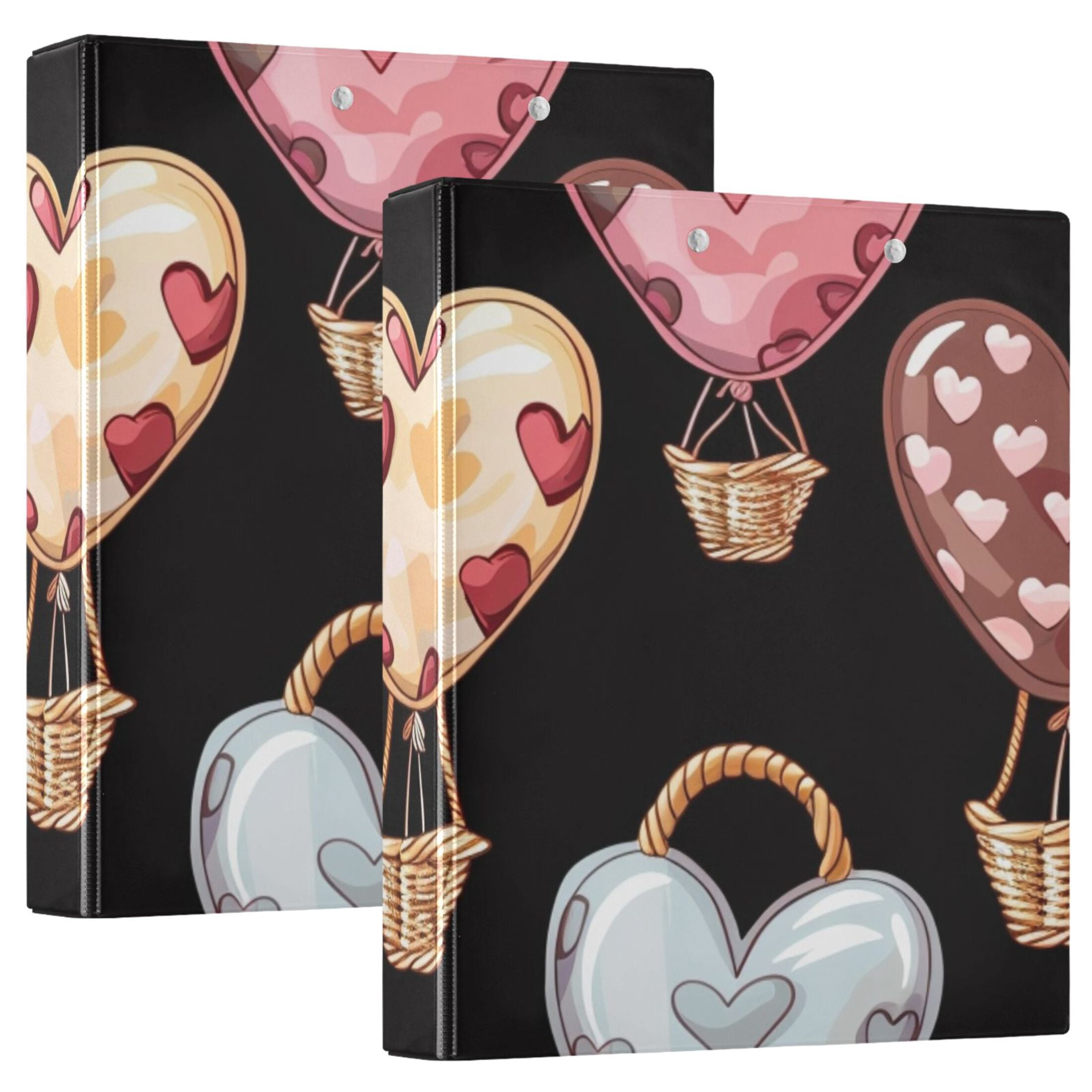 Hearts Hot Air Balloons 3 Ring Binders 1.5 inch Hardcover File Folders ...