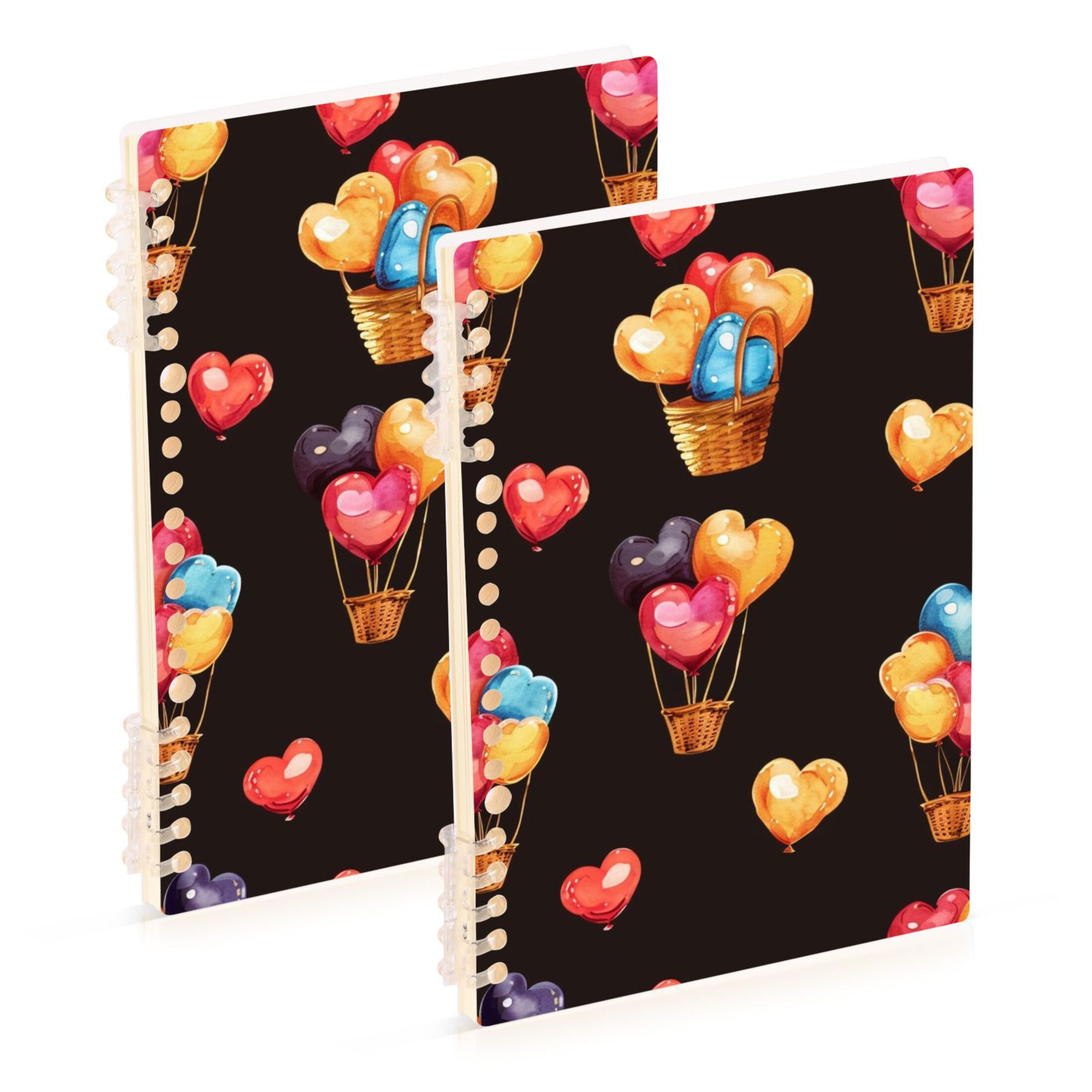 Hearts Or Balloon Ring Binder Notebook Journey Note Diary College Ruled ...