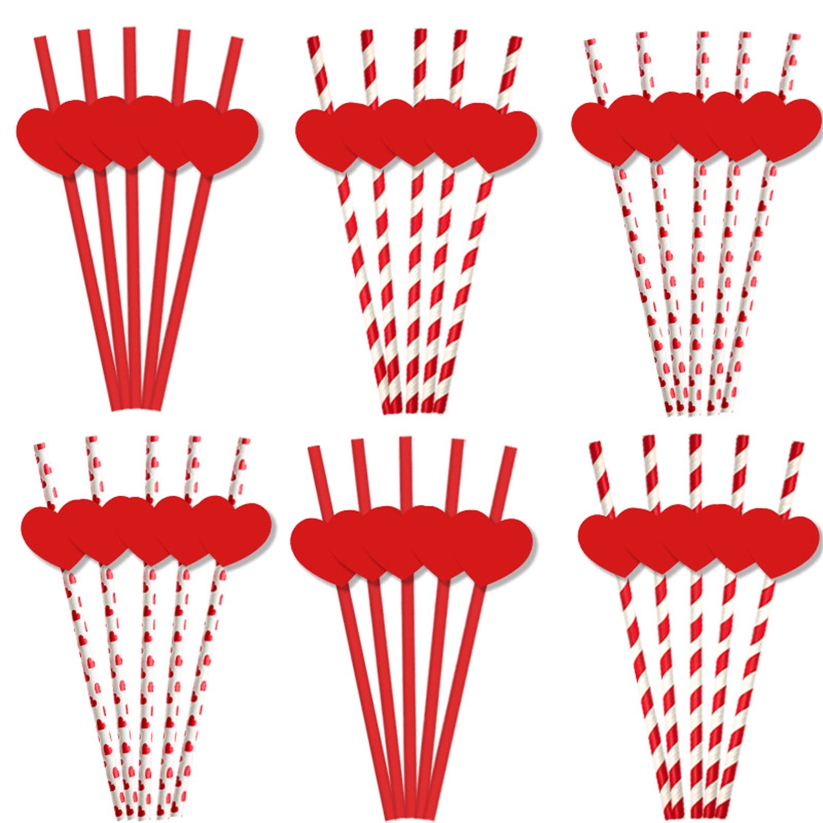 Hearts Paper Straws 24Pcs Disposable Drinking Sticks With 24 Small ...