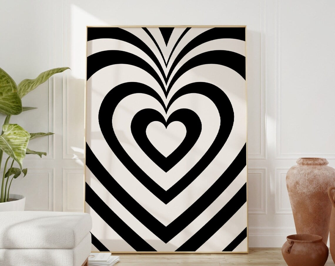 Hearts Print, Love Preppy Wall Art, Graffiti Hearts, Colorful Wall Art ...