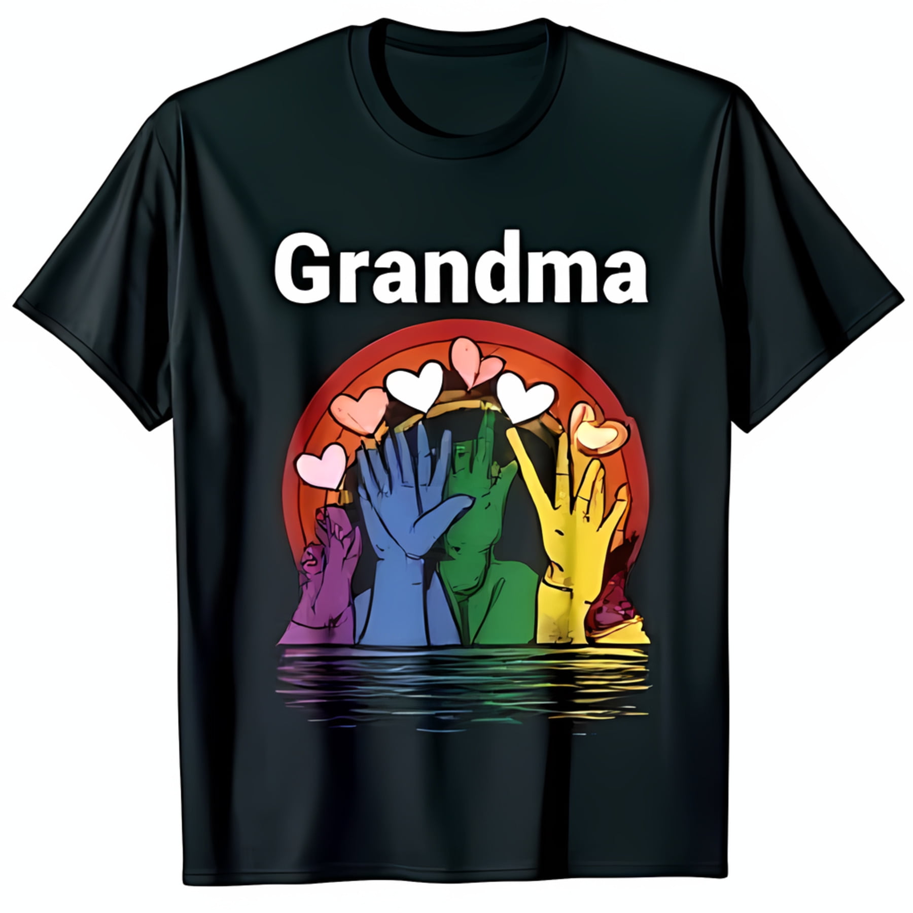 Hearts & Sign Language I Love You Grandma Black T-Shirt - Walmart.com