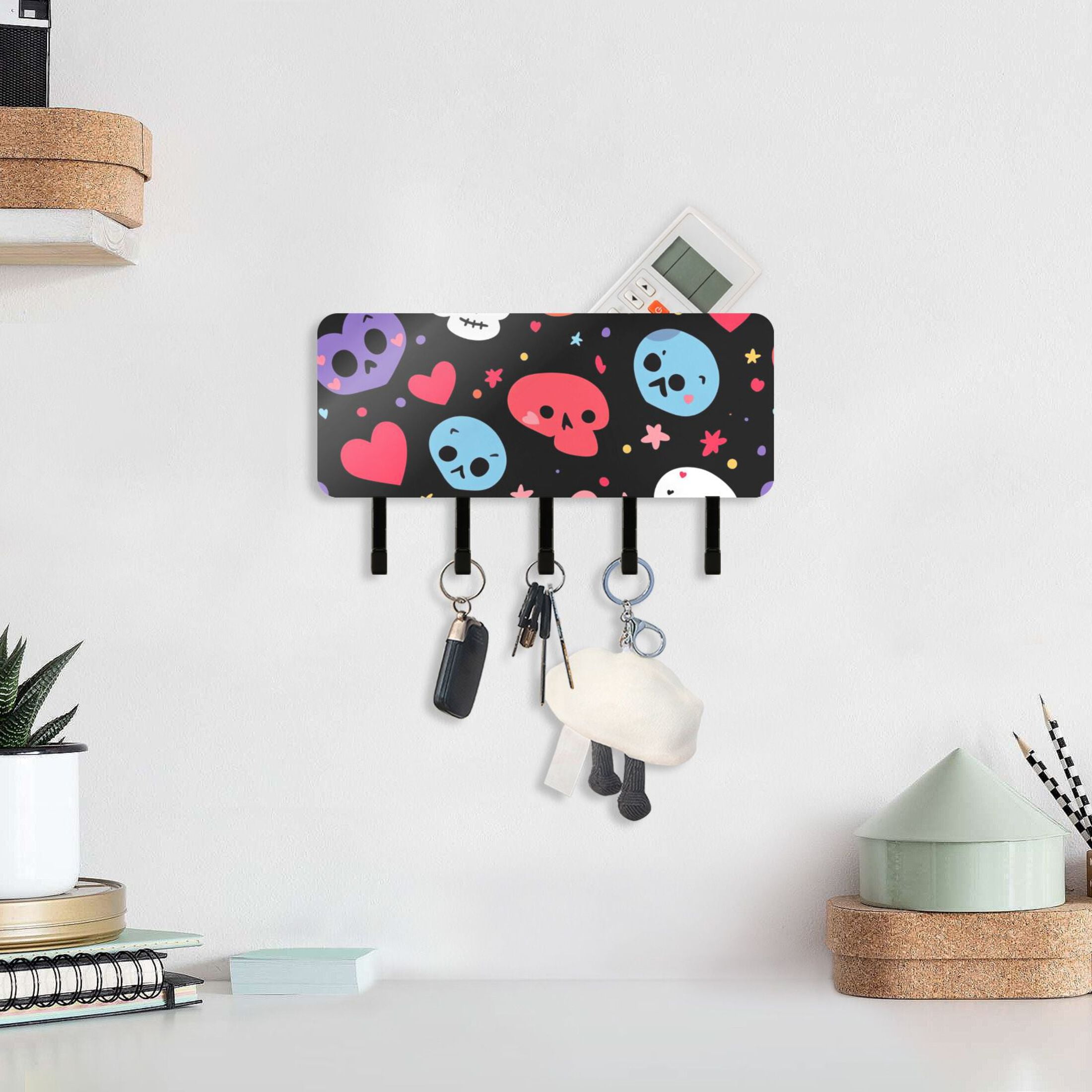 Hearts Skulls Key Holder for Wall Mail Holder Organizer with 5 Key ...