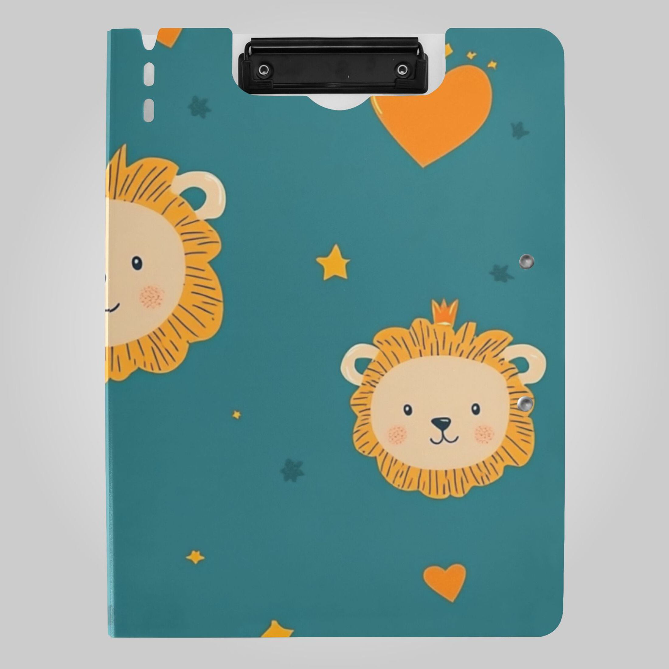 Hearts Stars Cute Lions with Crowns Foldable Binder Folder Clipboard ...