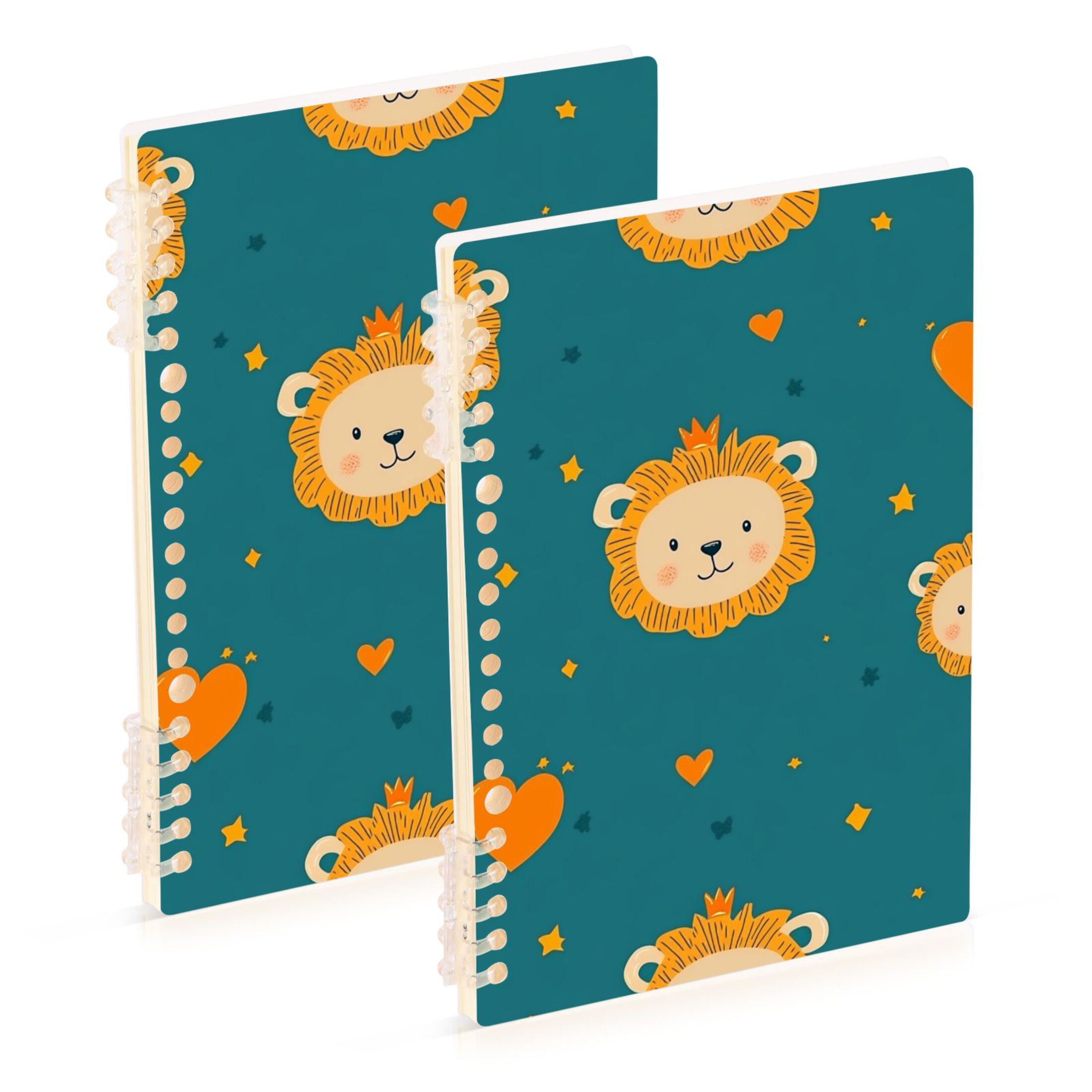 Hearts Stars Cute Lions with Crowns Notebook Detachable Coil Notebook ...
