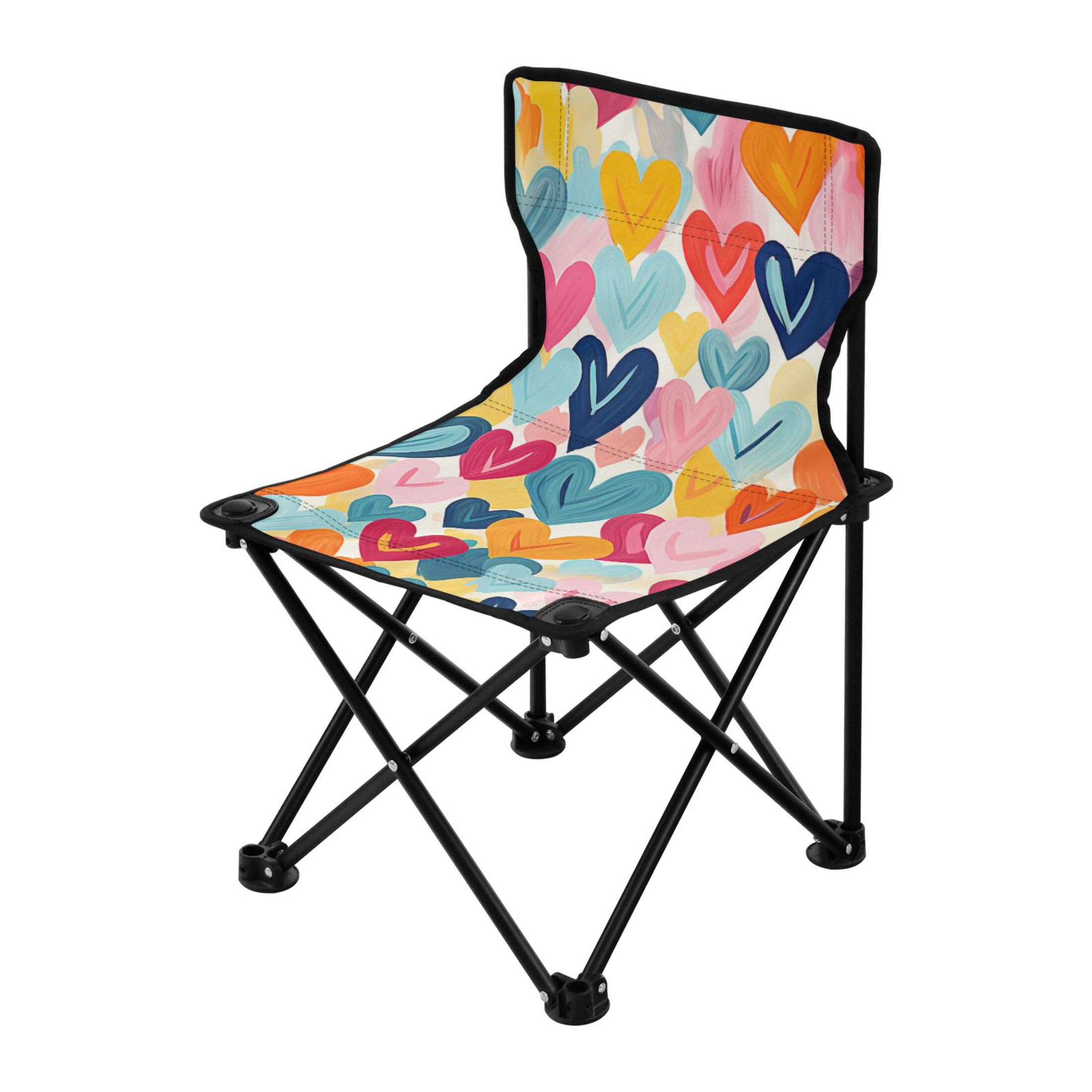 Hearts Valentine Portable Camping Chair Small for Kids Outdoor Folding ...