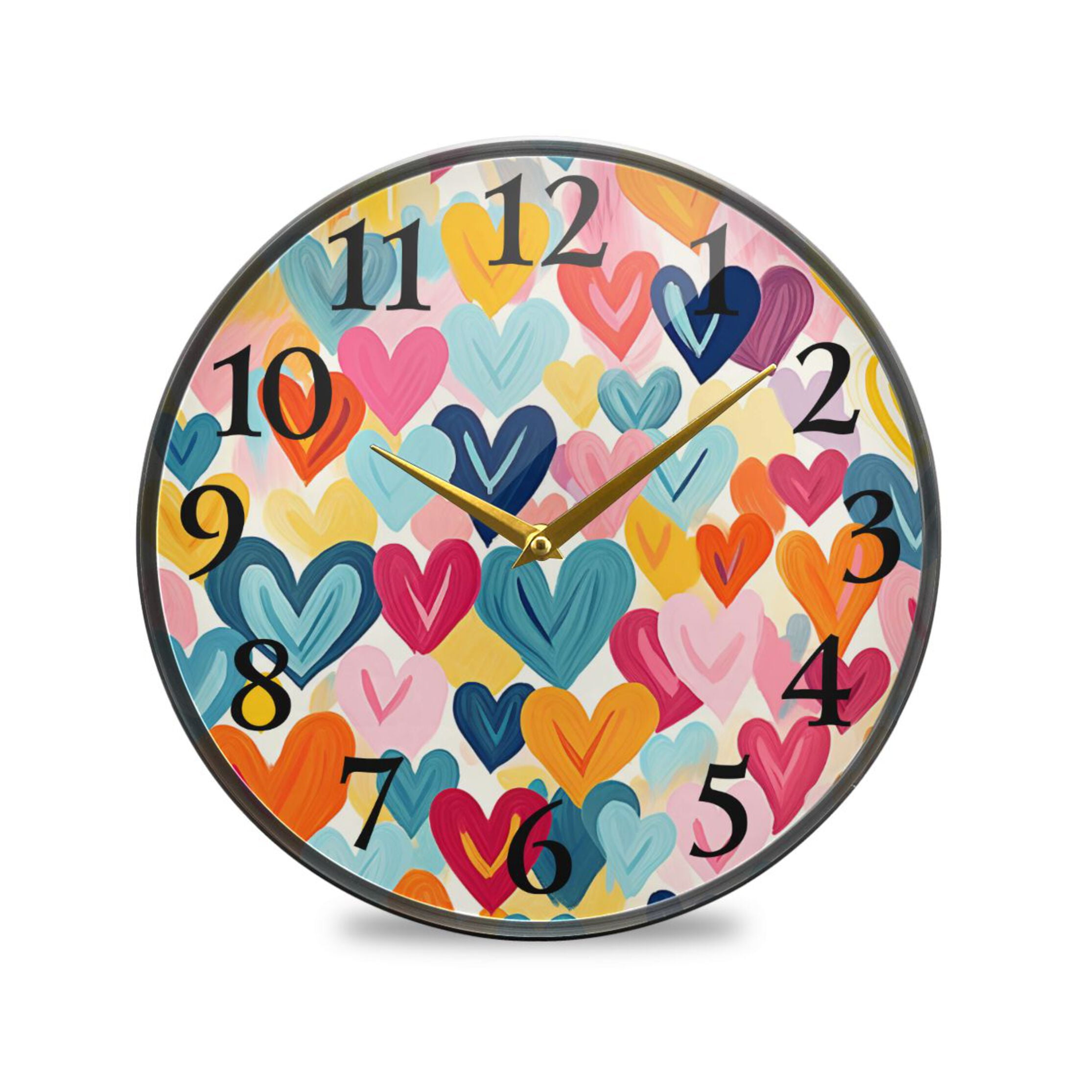 Hearts Valentine Wall Clocks Battery Operated 11.9 Inch Round Clock ...