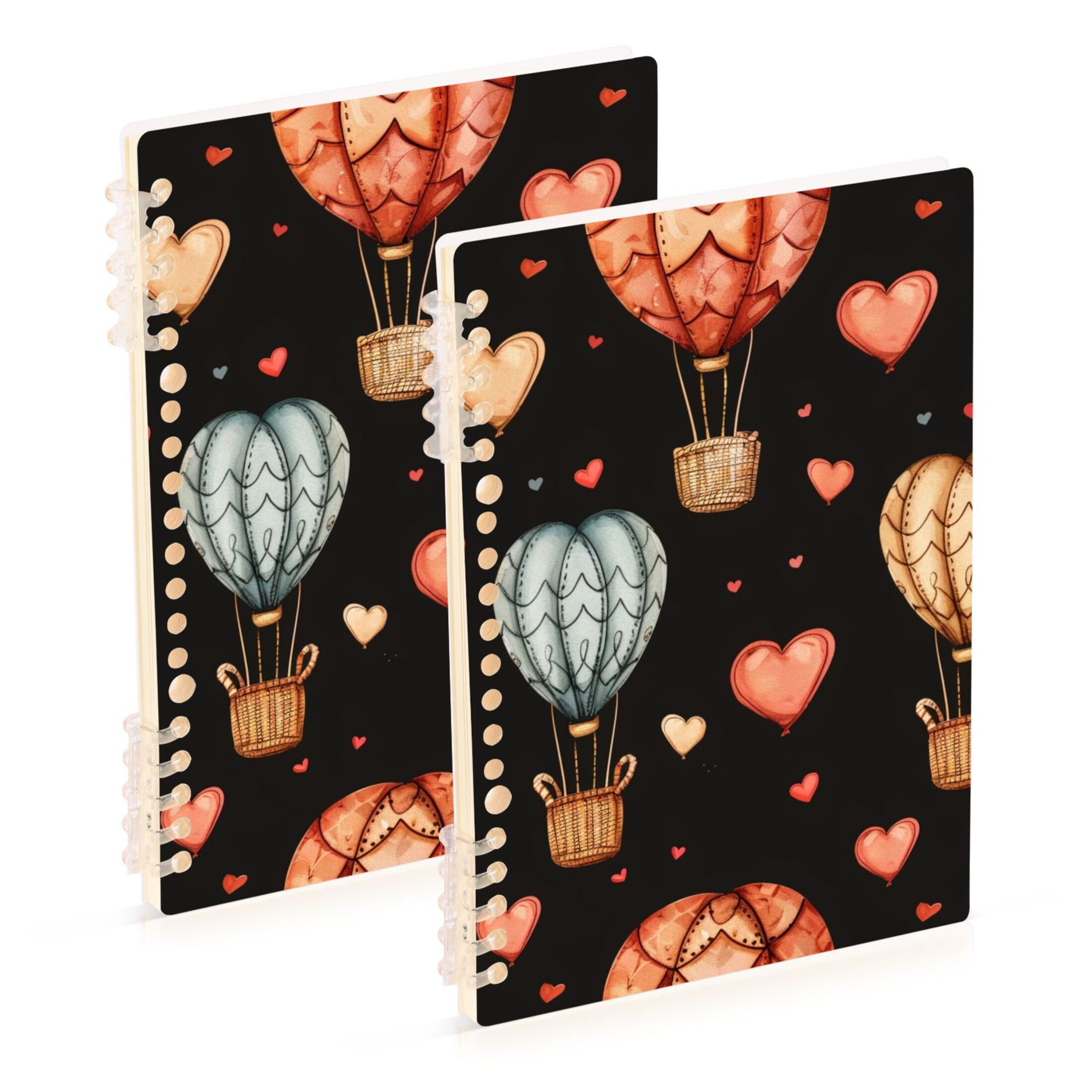 Hearts and Hot Air Balloons Ring Binder Notebook Journey Note Diary ...