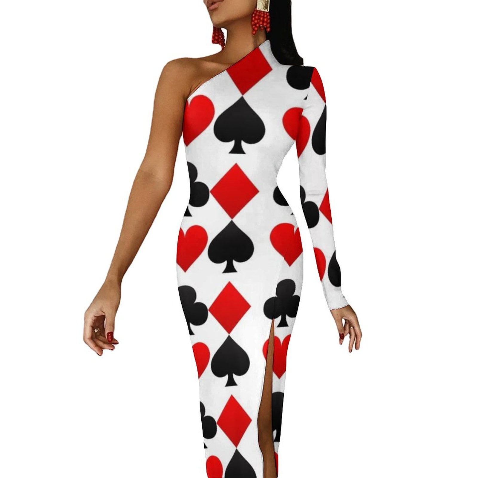 Hearts s Clubs Spades Playing Card Half Dleeve Split Dress Bride ...