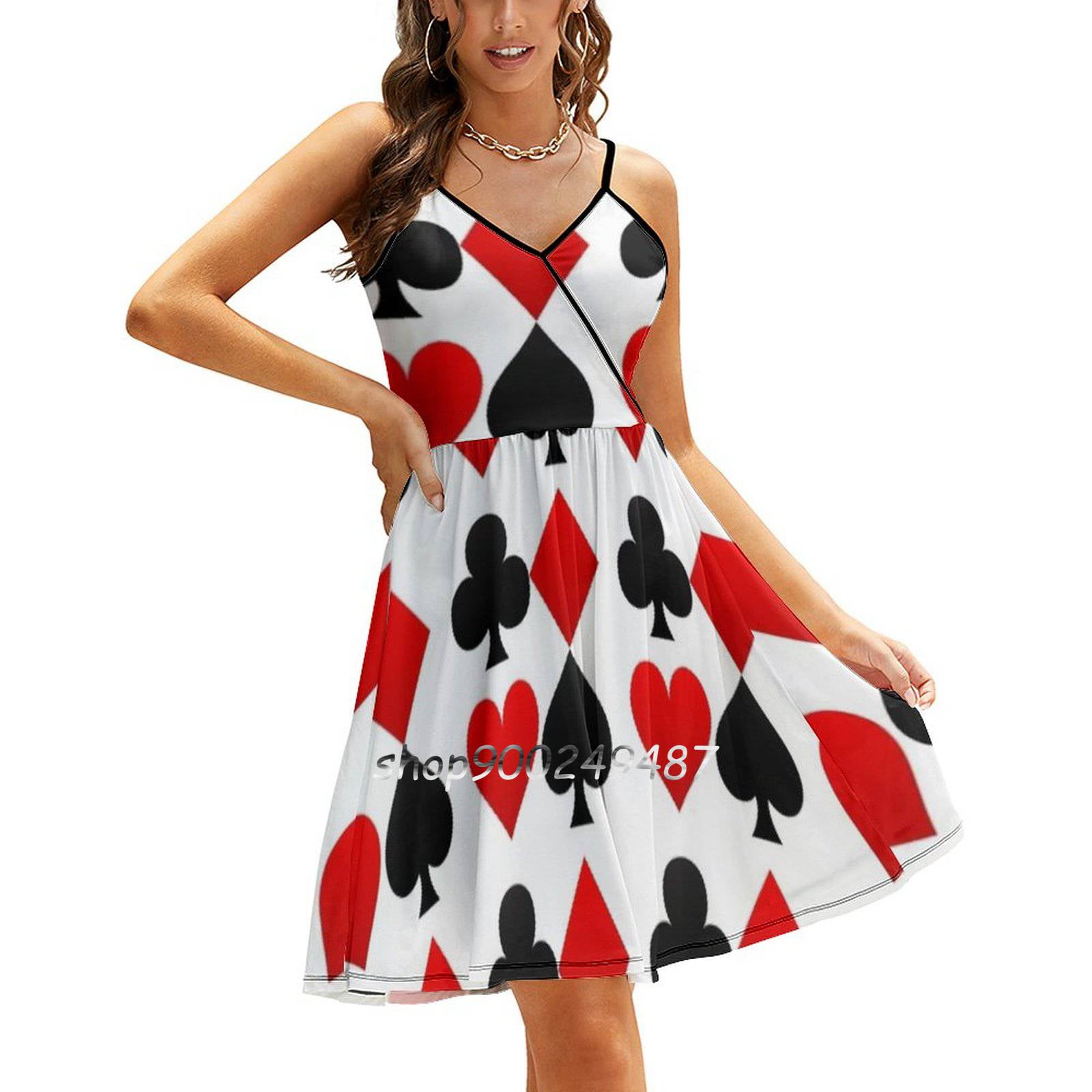 Hearts s Clubs Spades Playing Card Square Neck Dress New Plus Size ...