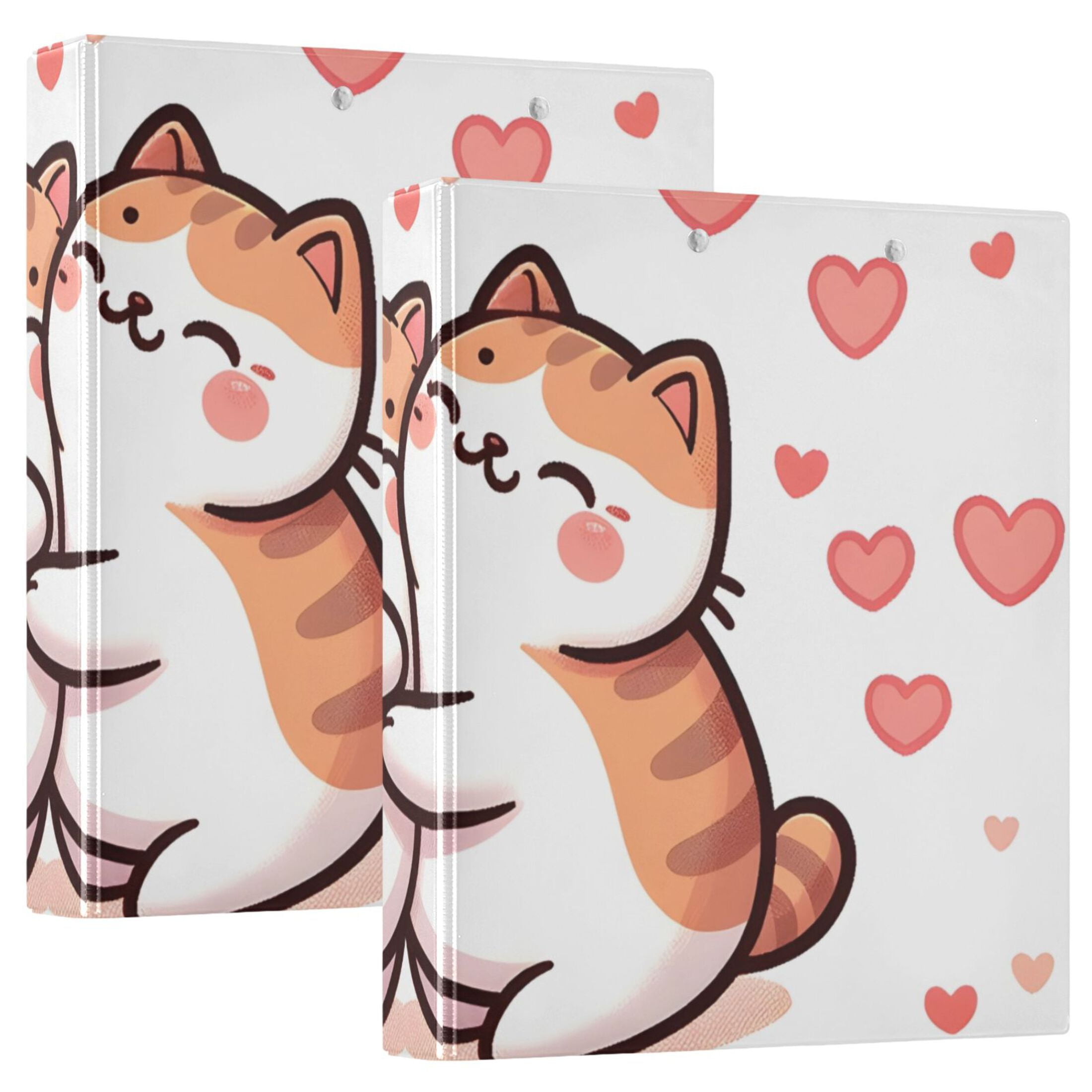 Hearts with Cats 3 Ring Binders 1.5 inch Hardcover File Folders with ...