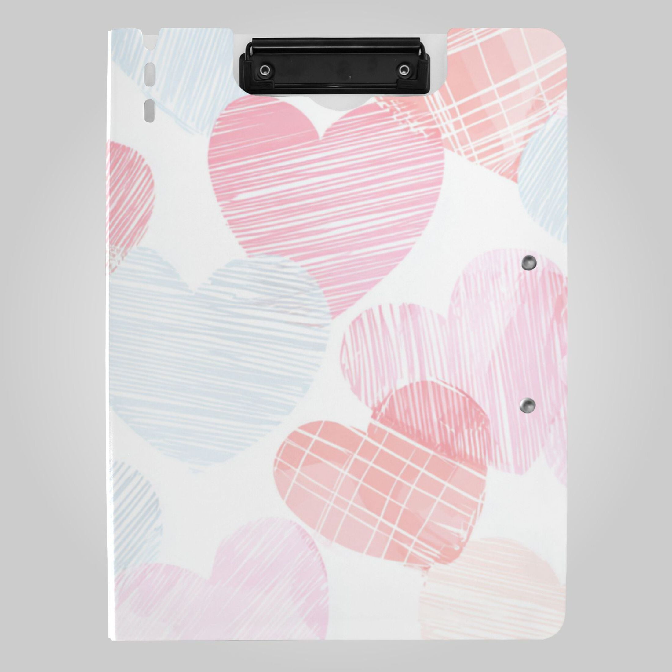 Hearts with Stripes Valentine Foldable Binder Folder Clipboard with Pen ...