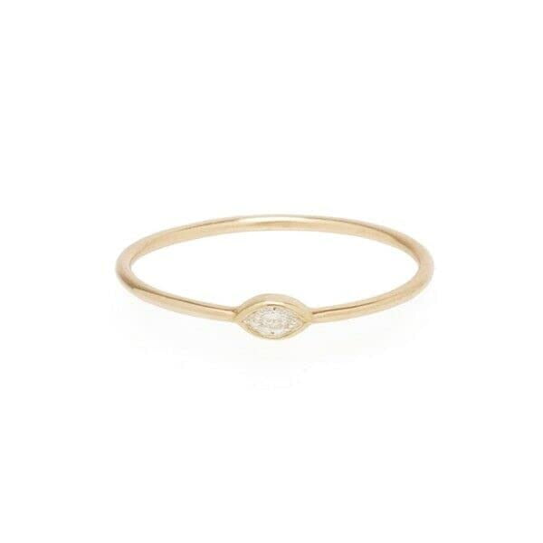 HeartsAndYou 0.4ct Marquise Cut Moissanite Engagement Ring for Women Minimalist 18k Yellow Gold ...