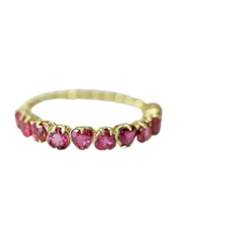 HeartsAndYou 1.5ct Natural Pink Ruby Wedding Band 14k SOLID Yellow Gold ...