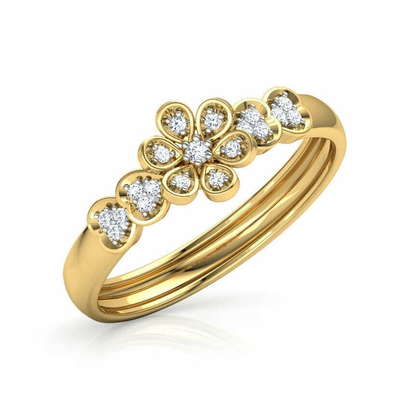 HeartsAndYou 1.6ct Engagement Ring for Women Round Cut Moissanite Floral Solitaire 18k Yellow ...