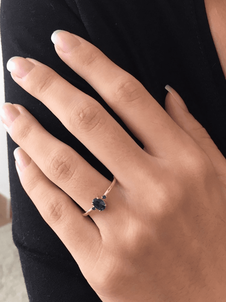 HeartsAndYou 1ct Natural Blue Sapphire Engagement Ring 14k SOLID Yellow ...