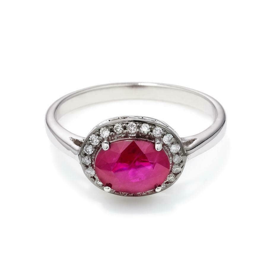 HeartsAndYou 1ct Natural Ruby & Diamond Ring 100% REAL 14k SOLID White ...