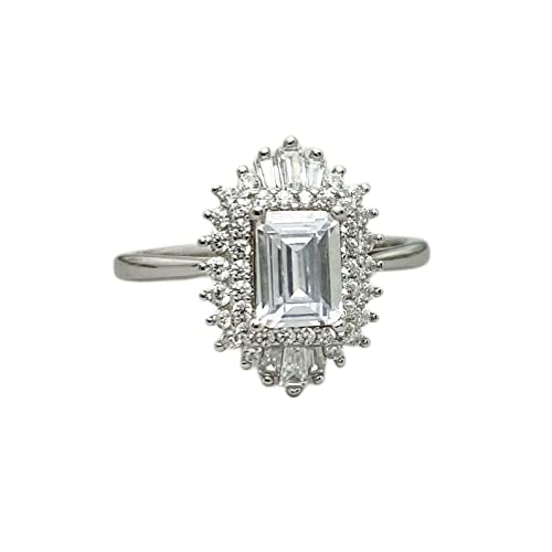HeartsAndYou 2ct Engagement Ring for Women Emerald Cut Moissanite ...