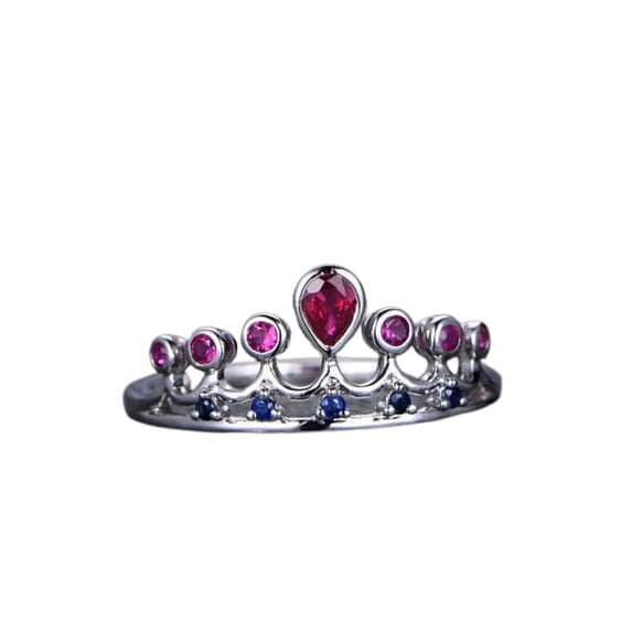 HeartsAndYou 2ct Natural Pink Ruby Sapphire Princess Crown Tiara Ring ...