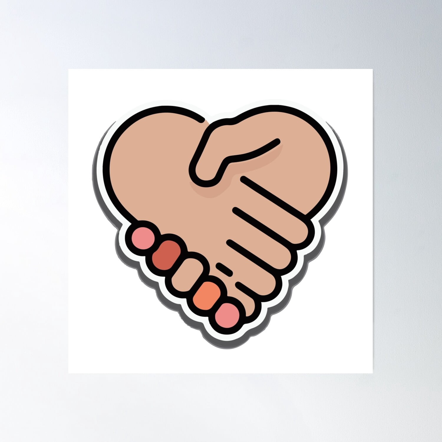 Heartshake - Partnership And Friendship Symbol Poster Wall Art, Modern ...