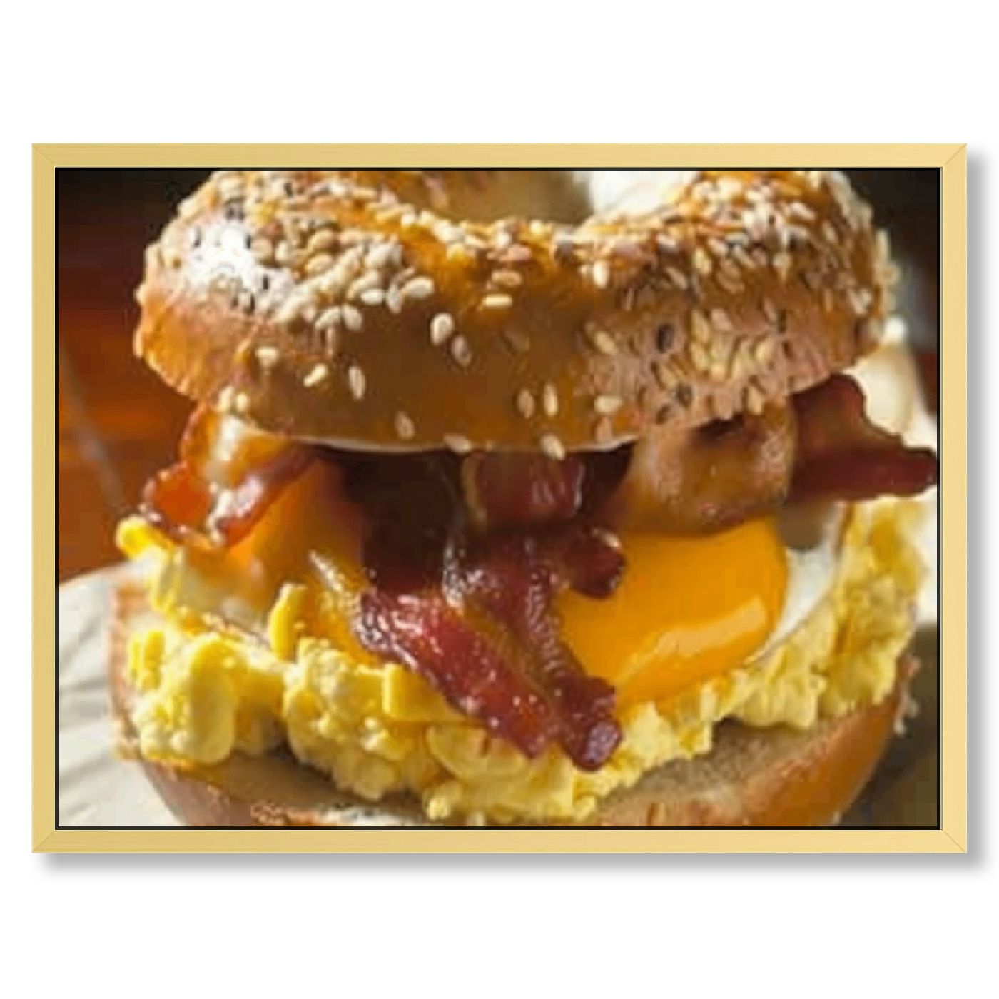 Hearty Breakfast Sandwich Bagel Food Image Poster Restaurant Kitchen ...