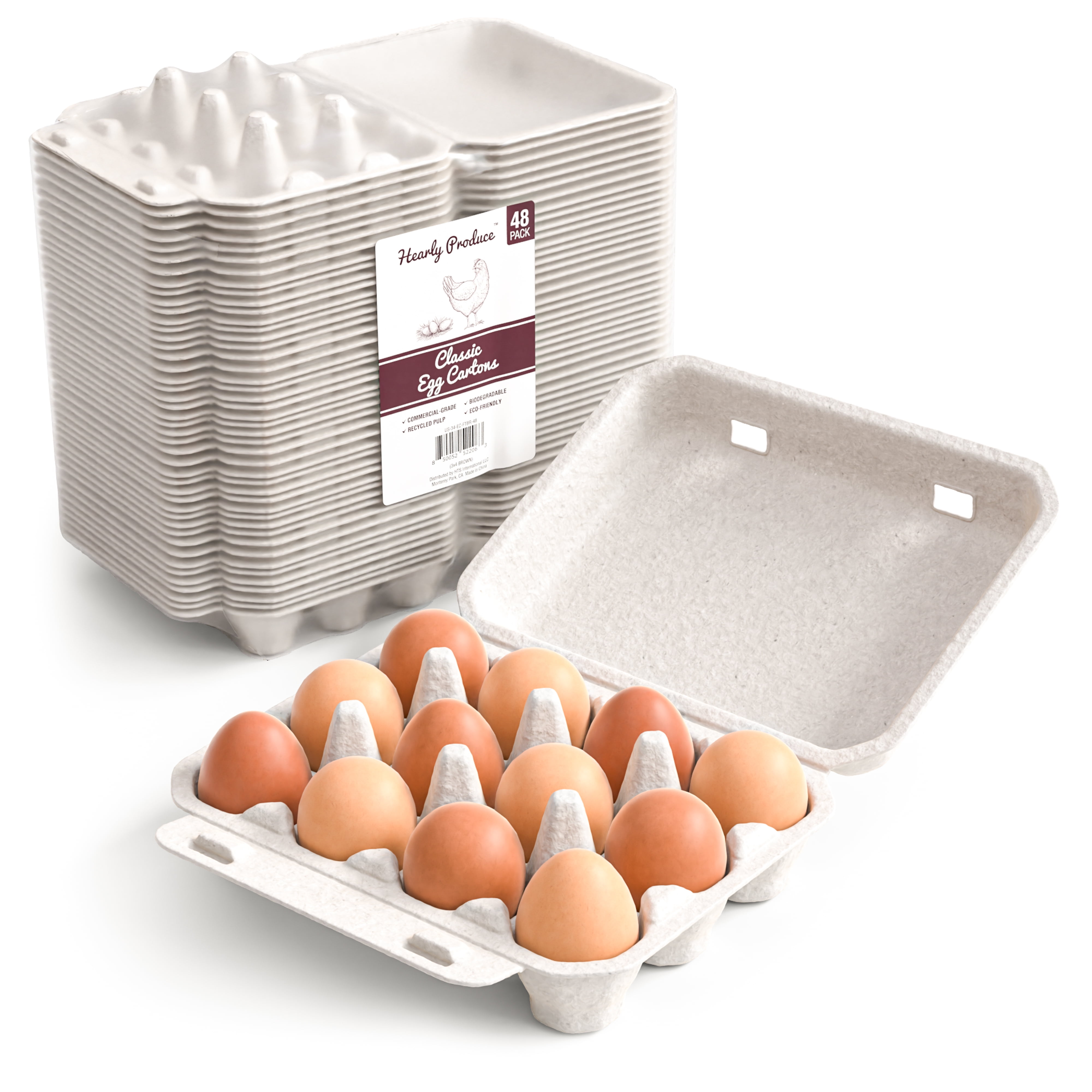 Hearty Produce 3x4 Egg Cartons (30-Pack) | 12 Count | Biodegradable ...