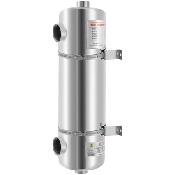 Heat Exchanger, 200KBTU Stainless Steel Shell Tube Heat Exchanger, 1" 1 ...