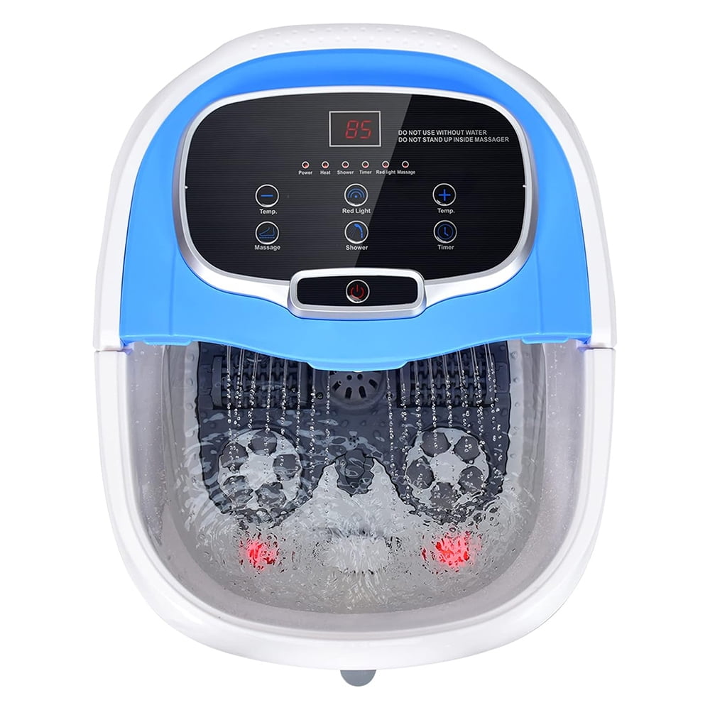 Heat Foot Spa/Bath Massager with Red Light, Motorized Rollers, Shiatsu ...