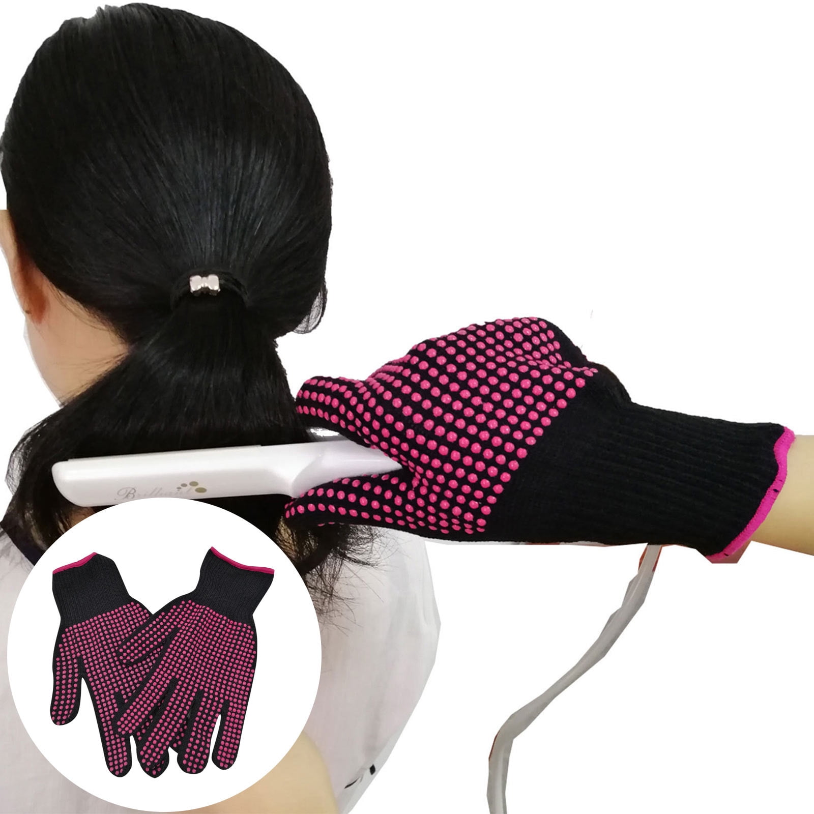 Heat Gloves with Silicone Bumps for Hair Styling, Curling, Universal ...