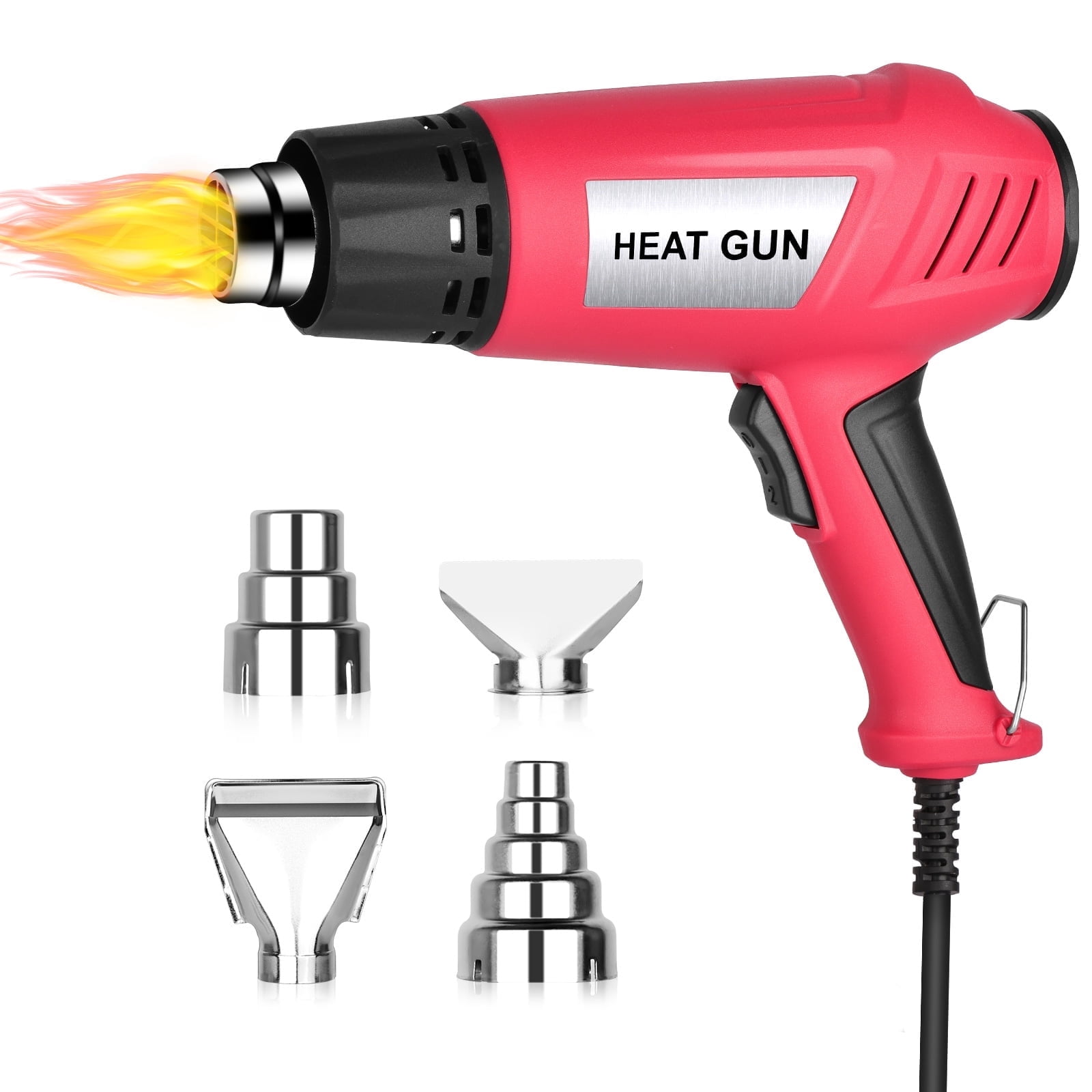 Heat Gun, 2000W Heavy Duty Hot Air Gun Kit with 4 Nozzles, Fast Heating ...