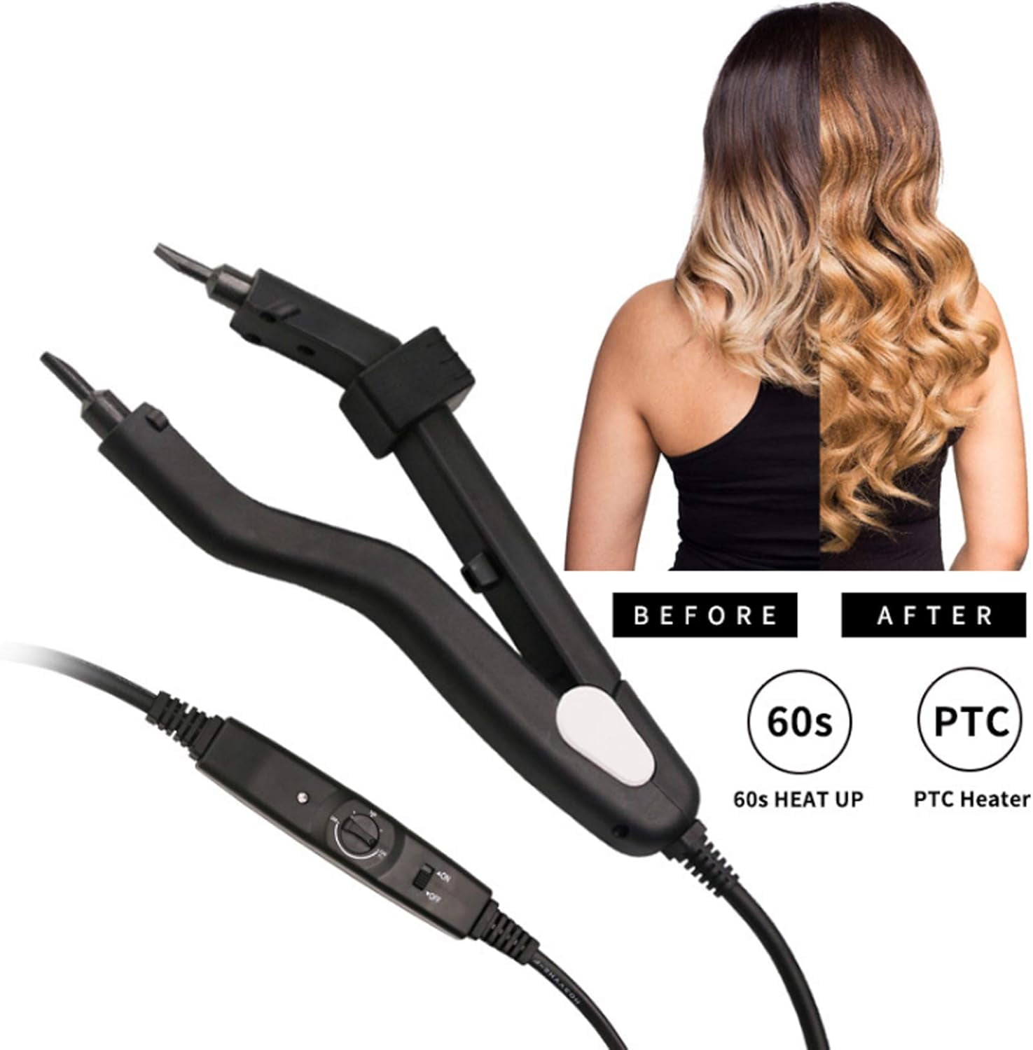 Heat Hair Connector Adjustable Temperature Heating Tip Hair Extension Iron, Fusion Hair ...