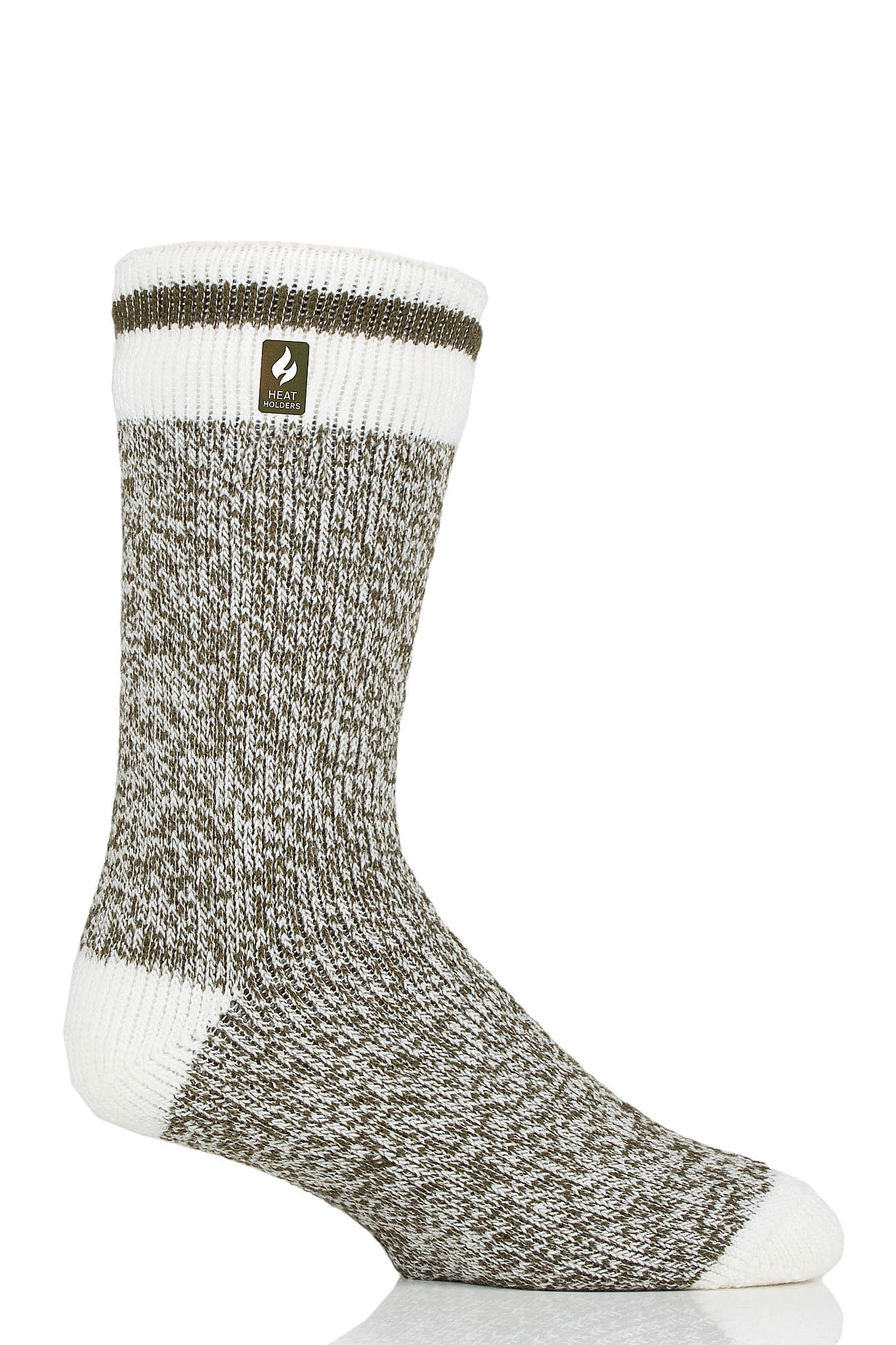Heat Holders Men's Jeffrey ORIGINAL Cream Block Twist Crew Socks | Warm ...