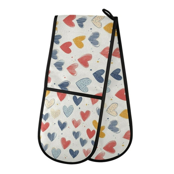 Heat-Insulating Gloves Two-Way Gloves Double Mitt Oven Mitts Suitable ...