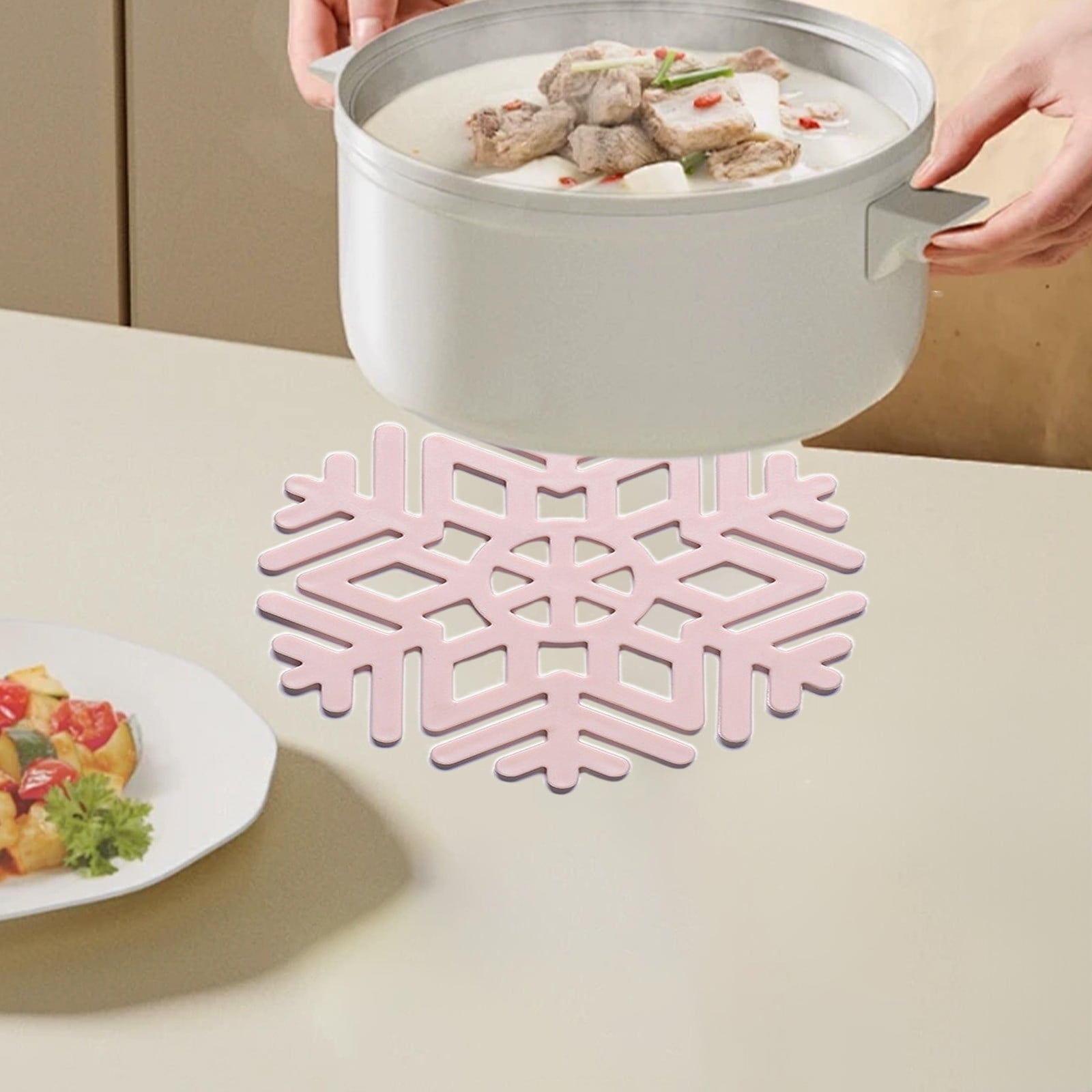 Heat Insulating Table Mat Set with Snowflake Design - Non-Slip Silica ...
