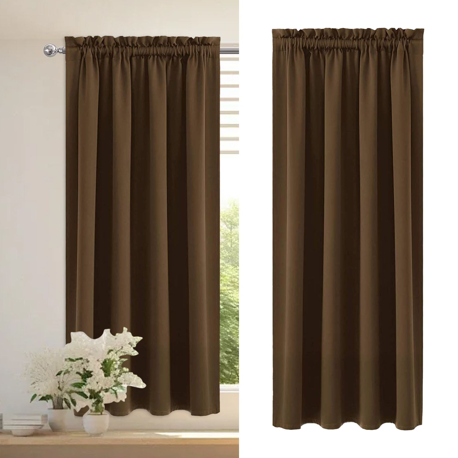 Heat Insulation Curtains Bedroom Kitchen Energy Saving Solid Color Silk ...