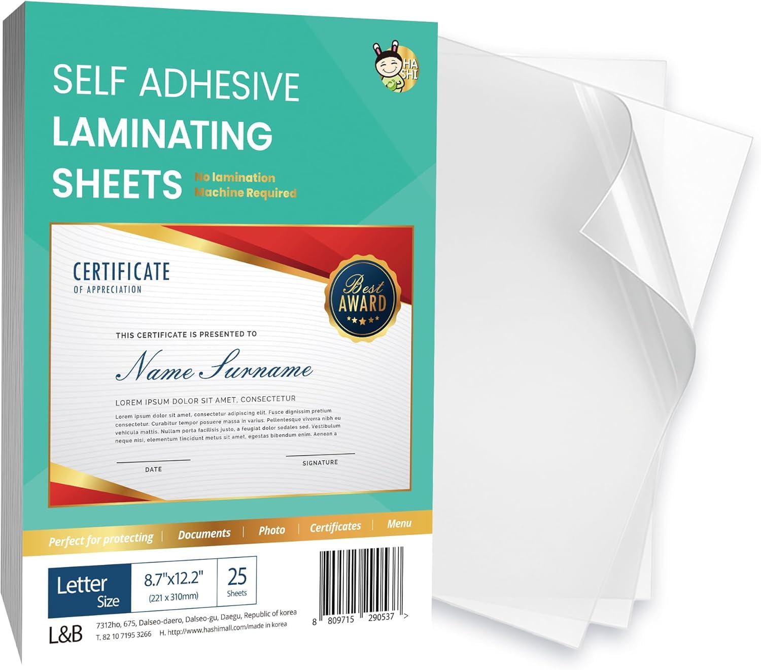 No Heat Laminating Sheets Self Sealing 8.5 x 11 Inch, 25 Pack, 4mil ...