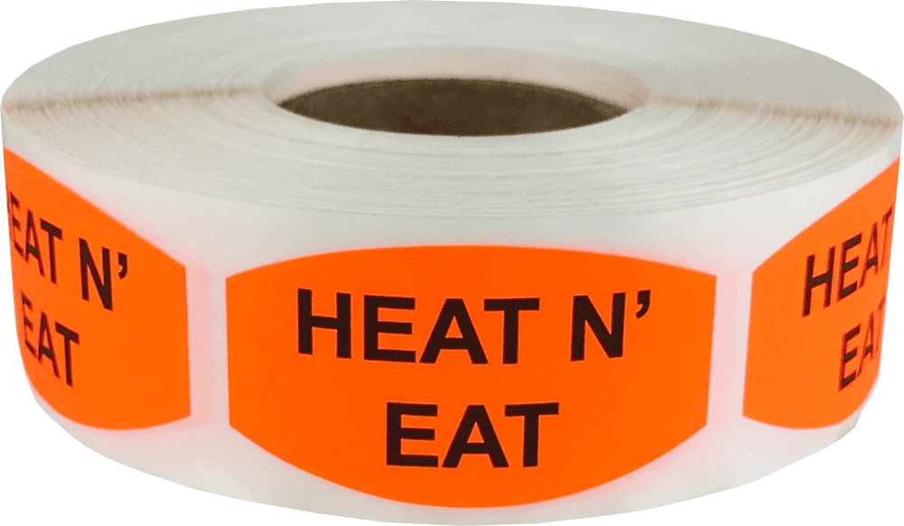 Heat N' Eat Grocery Store Food Labels .75 x 1.375 Inch Oval Shape 500 ...