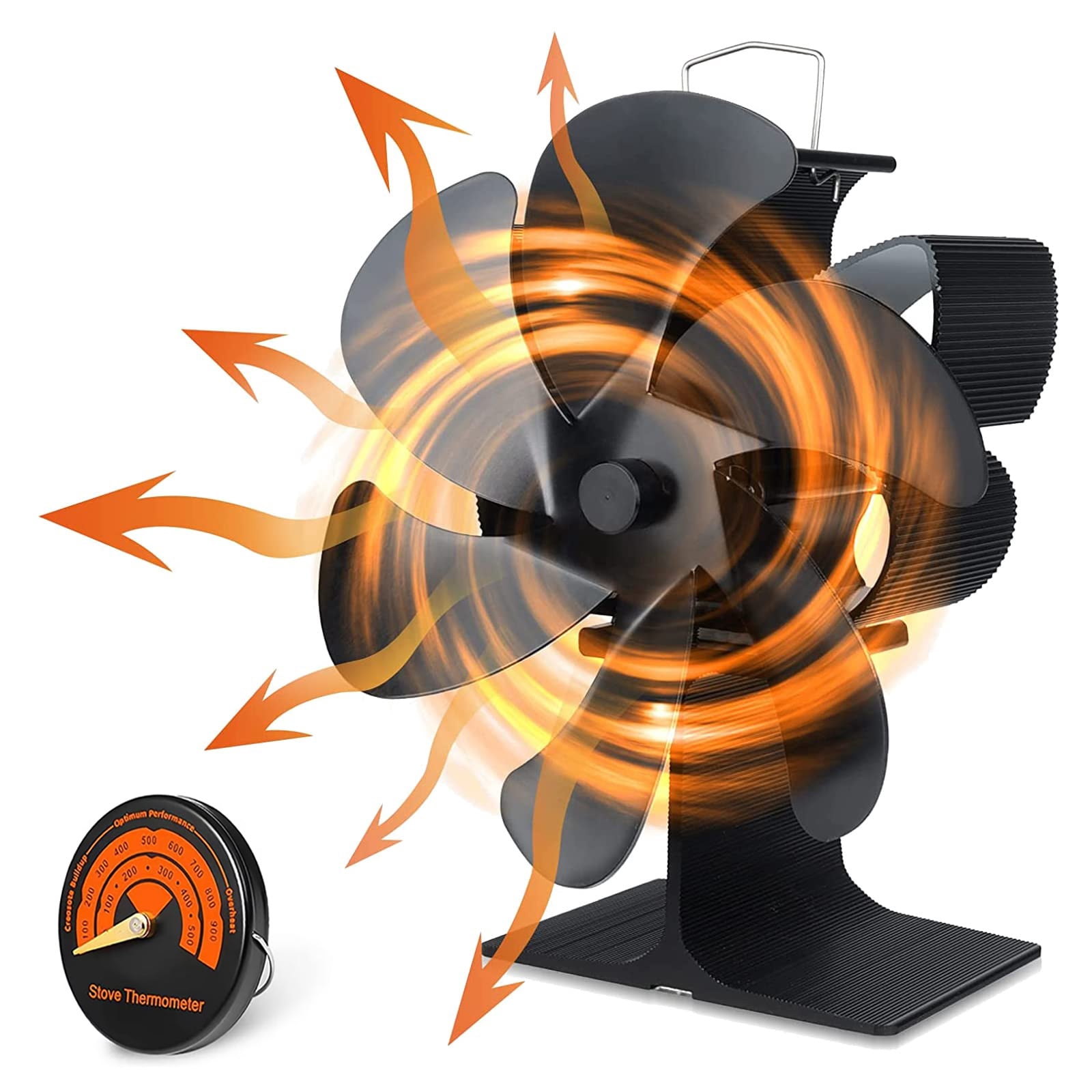 Heat Powered Stove Fan with 6 Blades, Wood Stove Fan for Fireplace ...