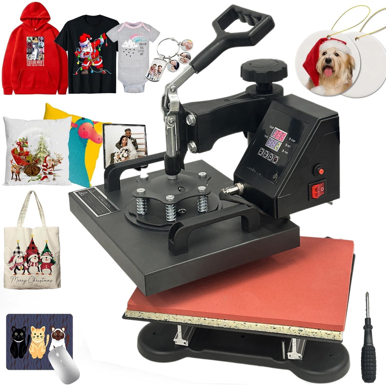 900W 12x10Inch T-Shirt Heat Press Machine with Swing Away Sublimation ...