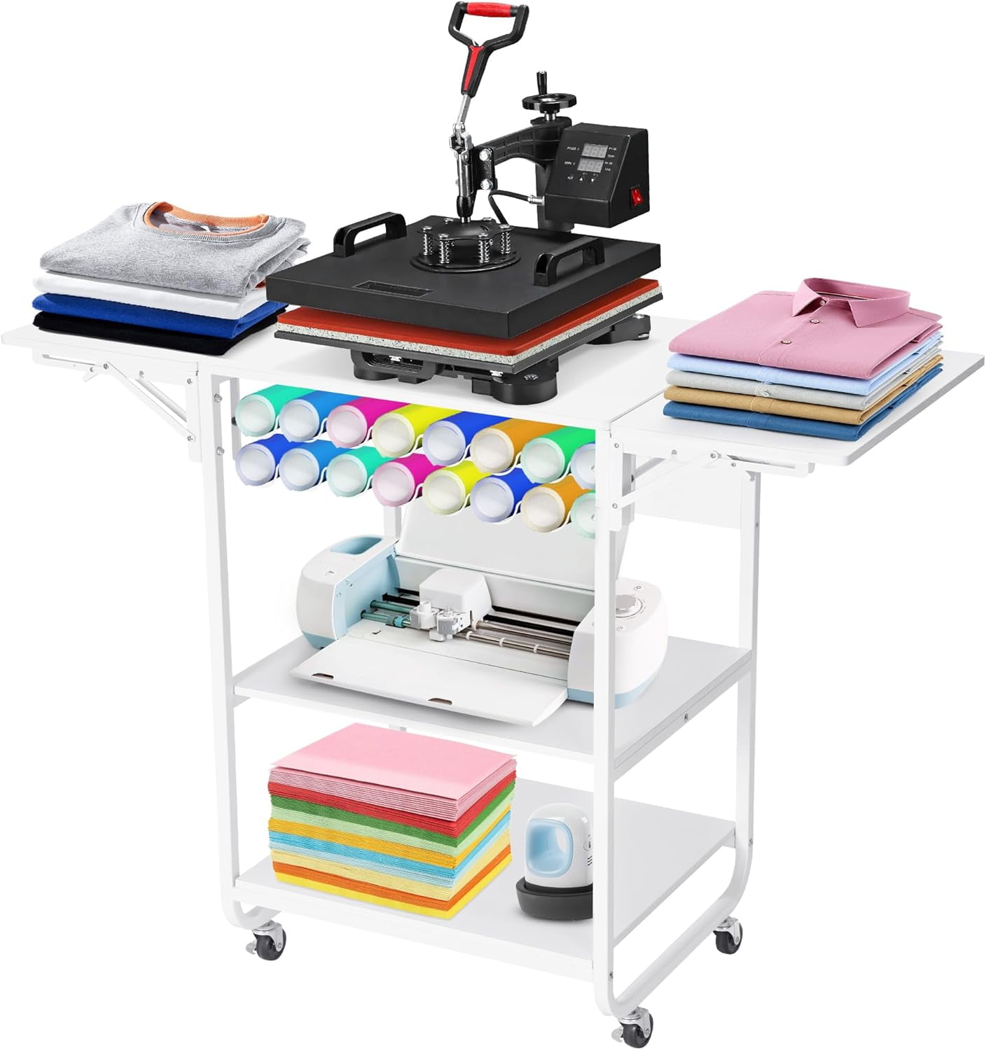Heat Press Stand, 3 Tier Movable Heat Press Table for Heat Transfer ...