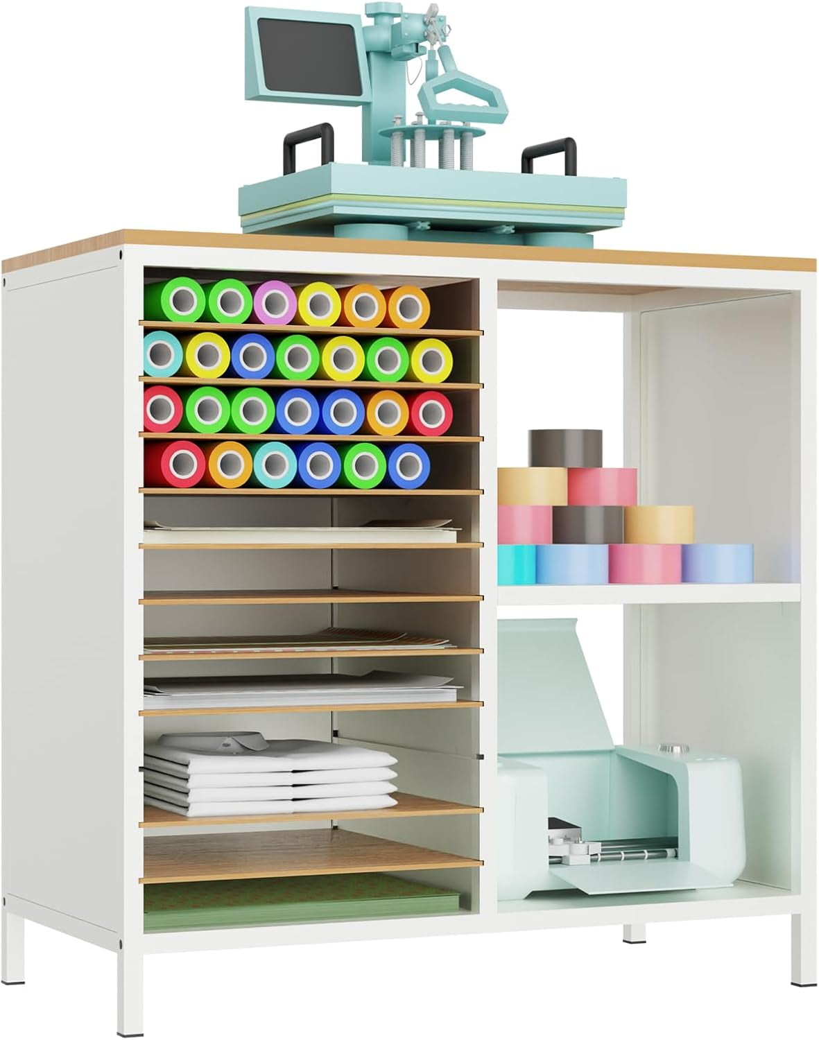 Heat Press Table 31.5"*15.75"*31.5" with 12 Adjustable Shelves Heavy ...