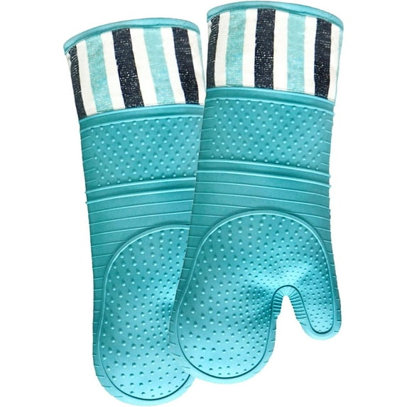 Heat Resistant 550 Degree Oven mitt, Silicone Oven Hot Mitts - 1 Pair ...