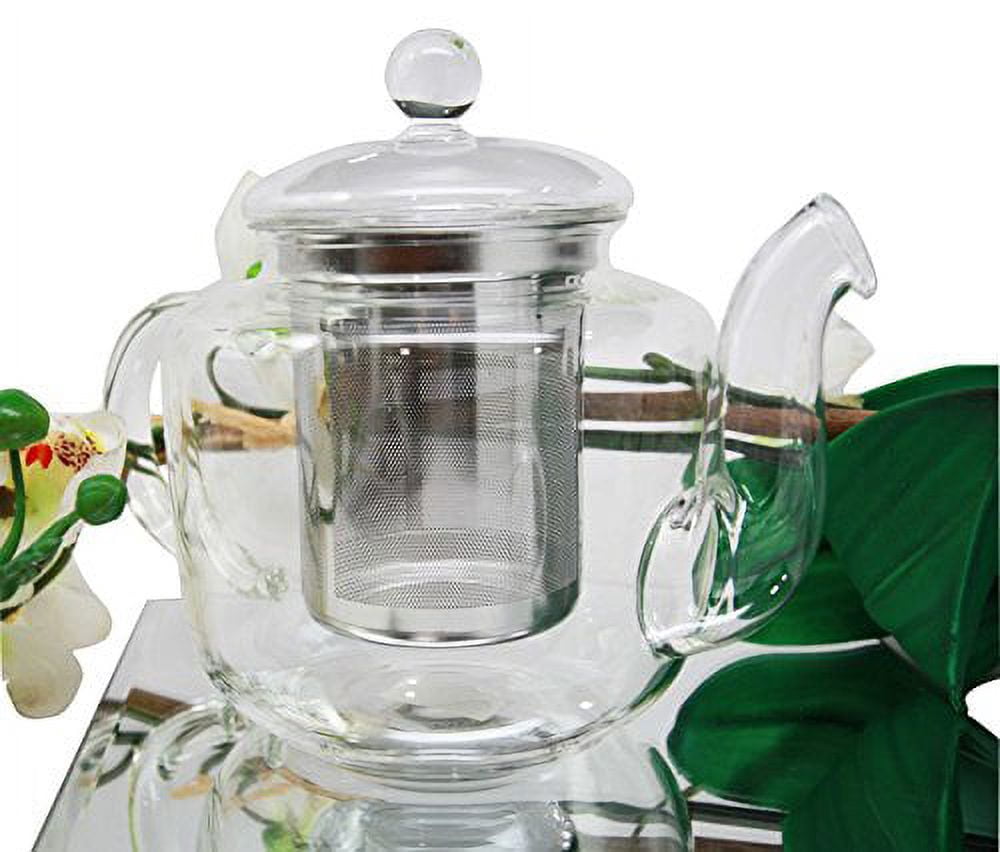 Heat Resistant Borosilicate Clear Glass Tea Pot With Stainless Steel ...