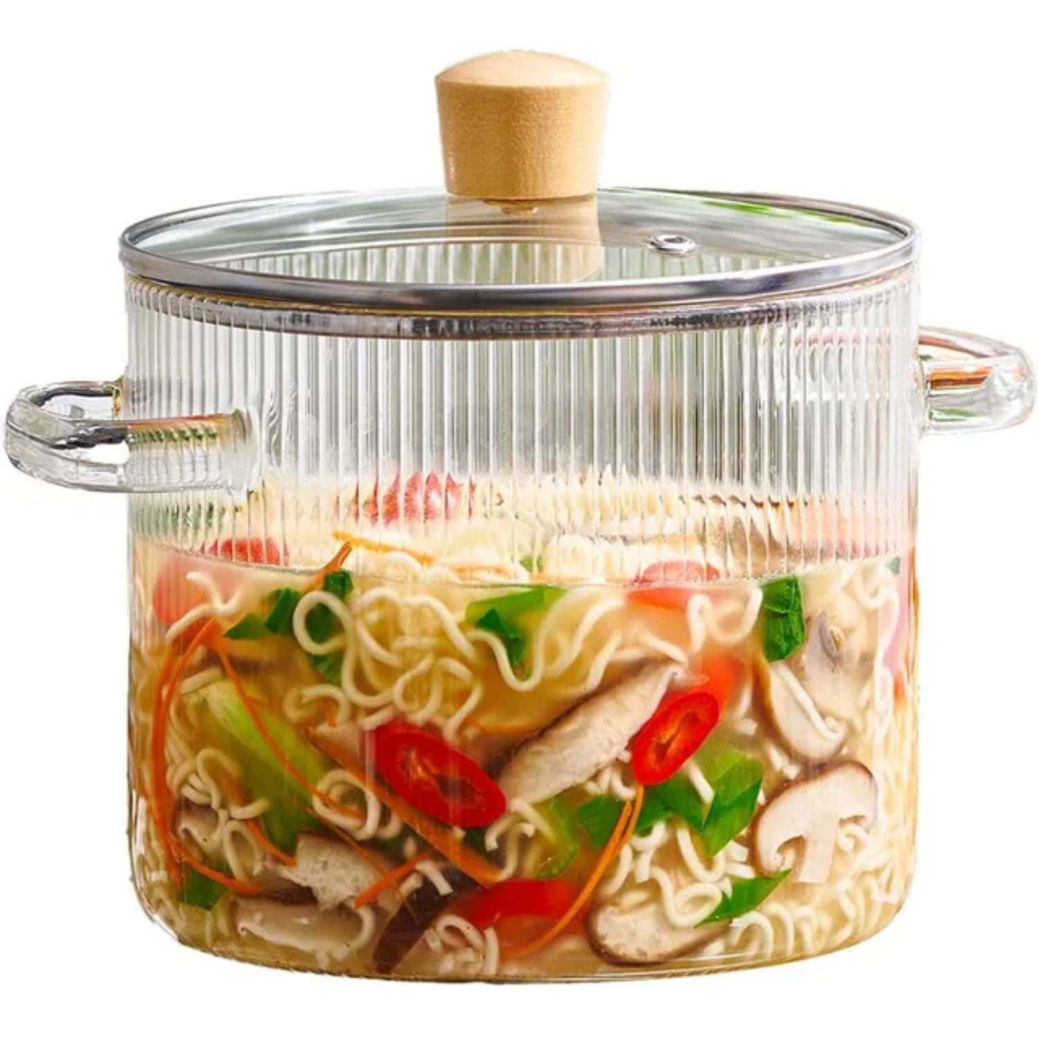 Heat Resistant Borosilicate Glass 1.8L(62oz) Glass Cooking Pot Set with ...