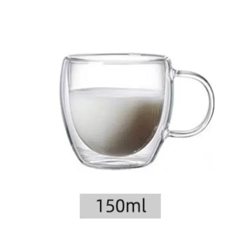 Heat Resistant Clear Double Wall High Borosilicate Glass Mug with ...