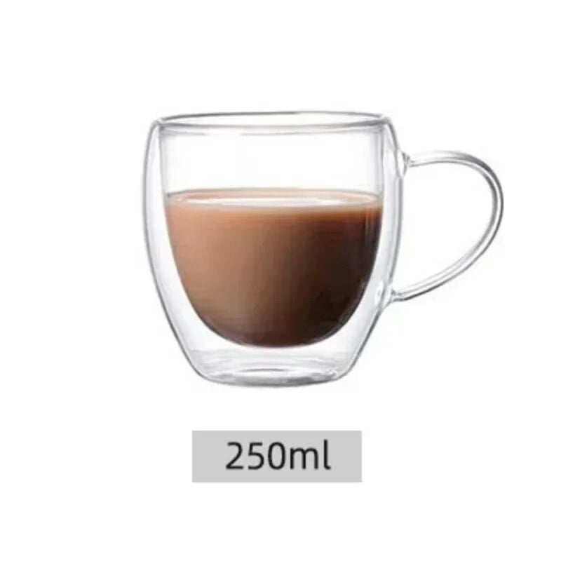 Heat Resistant Clear Double Wall High Borosilicate Glass Mug with ...