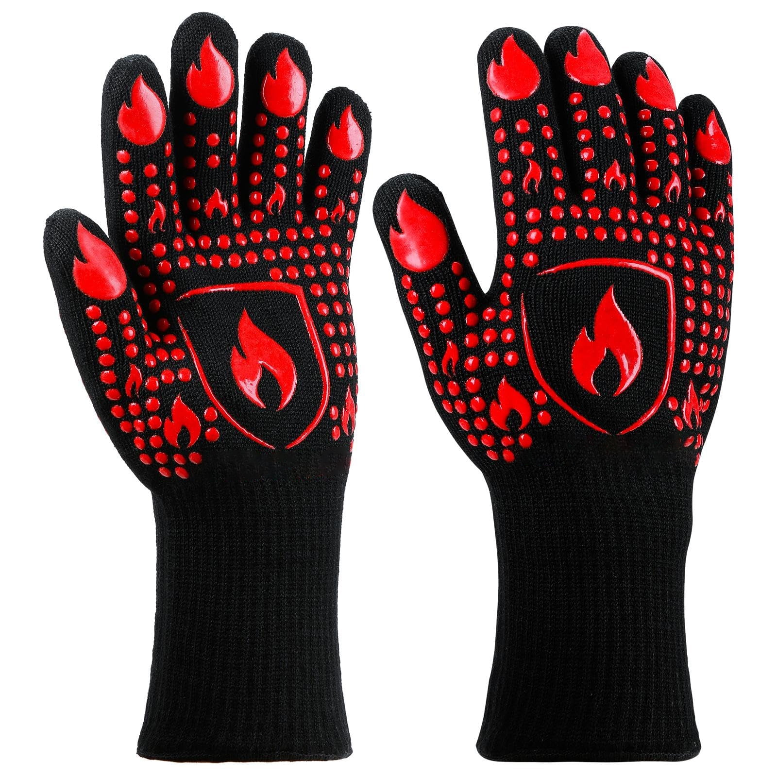 Heat Resistant Cooking Gloves 1472°F, Silicone BBQ Mitts for Grilling ...